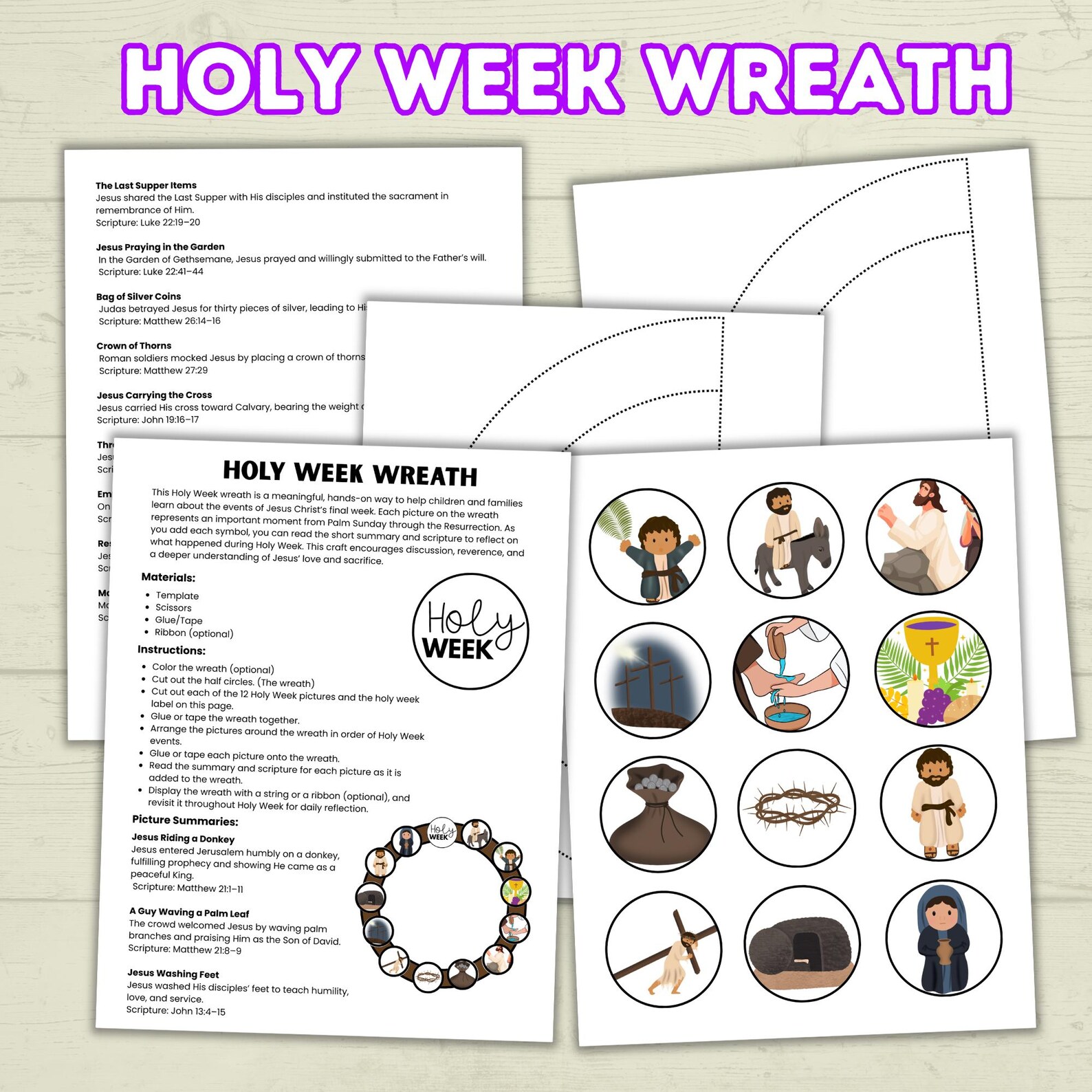 Holy Week Story Craft, Holy Week Wreath, Palm Sunday Bible Craft ...