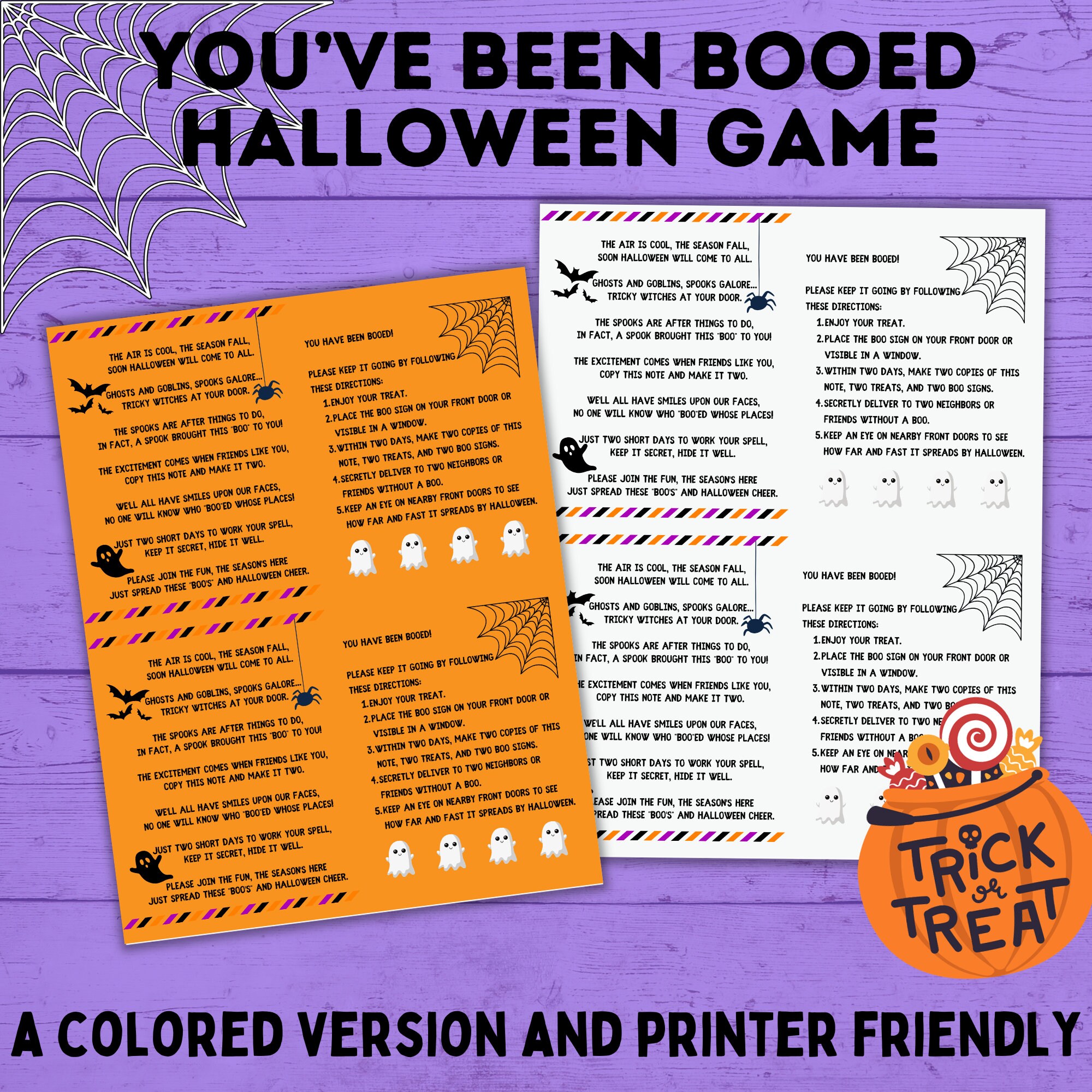 You've Been Booed Halloween Game: Printable Activity Kit (PDF Download ...