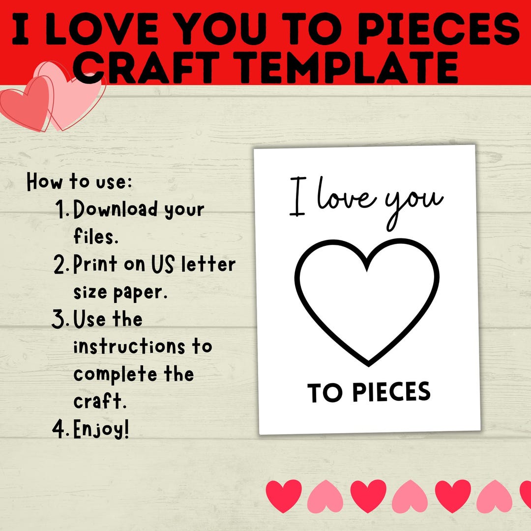 Valentine's Day Card Craft, I Love You to Pieces Valentine, Toddler and ...