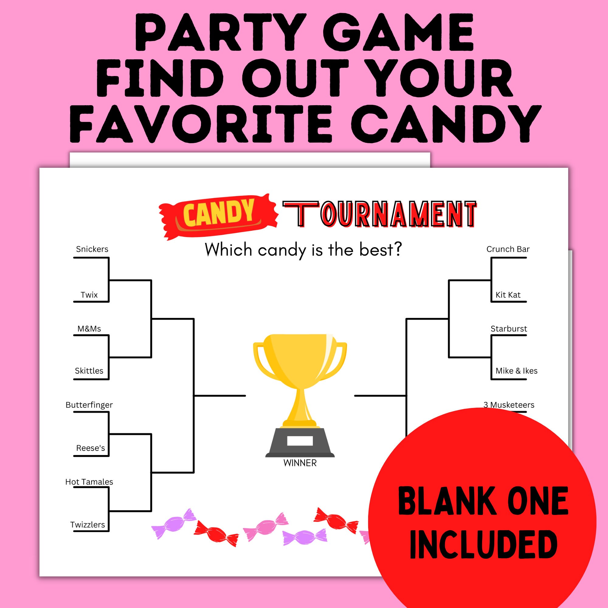 Valentine's Day Game | Candy Tournament Bracket for Kids | Candy Game ...