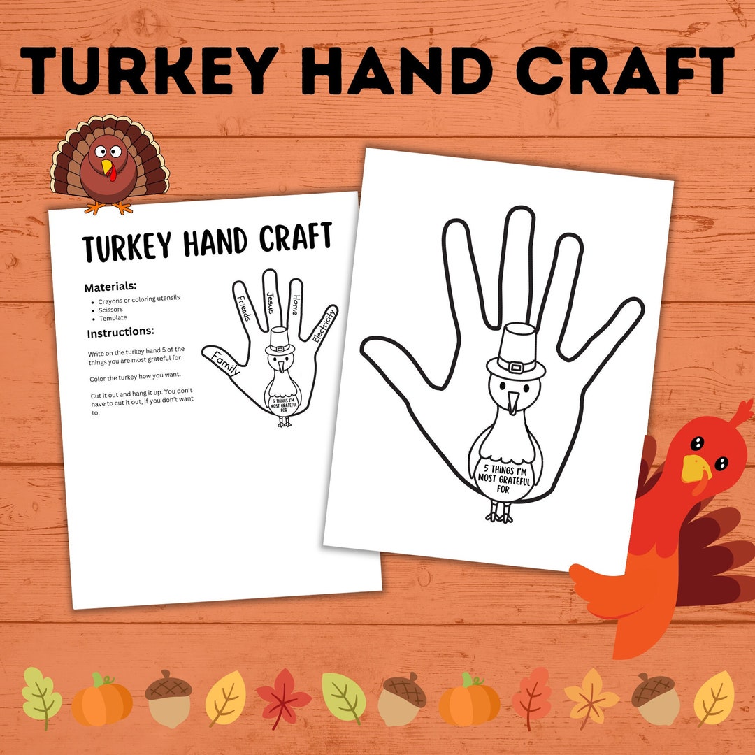 Thanksgiving Turkey Hand Fall Kids Craft, Thankful Gratitude Activity ...