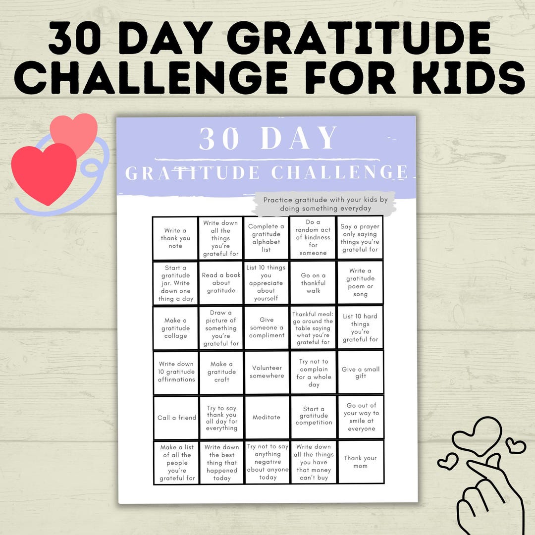 Gratitude Challenge for Kids | Gratitude Activity | Thankfulness ...