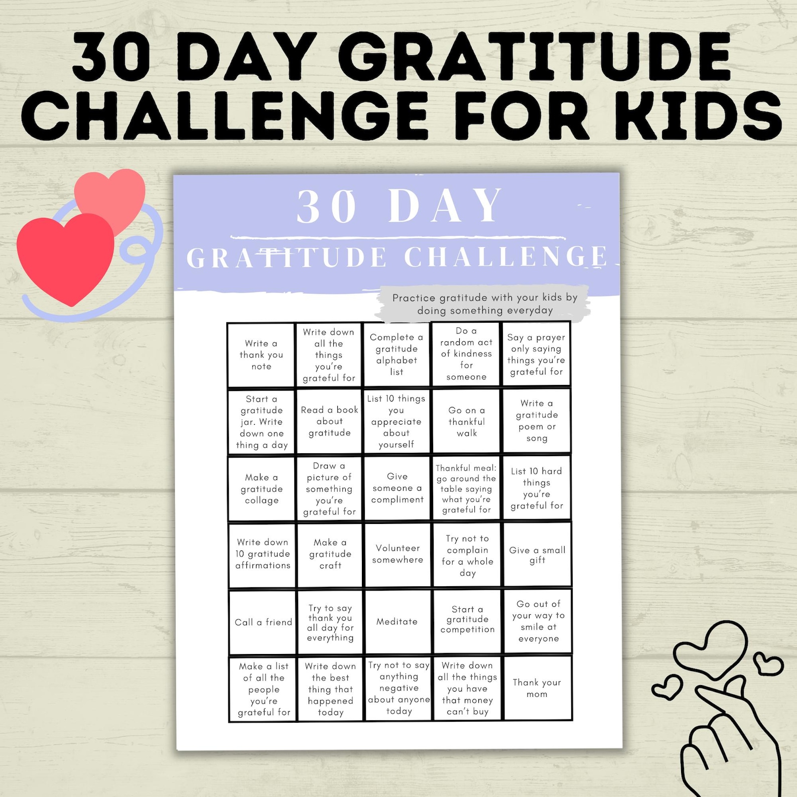 Gratitude Challenge for Kids | Gratitude Activity | Thankfulness ...