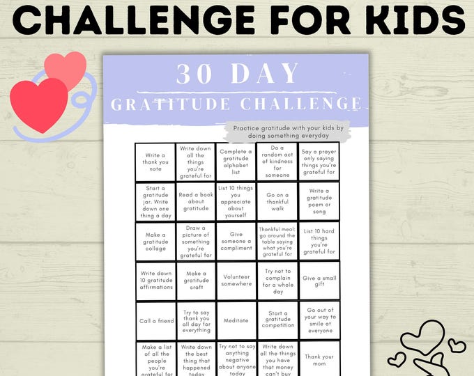 Gratitude Challenge for Kids | Gratitude Activity | Thankfulness ...