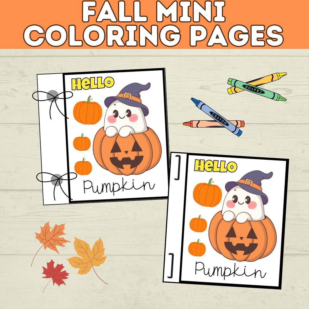 Fall Mini Coloring Pages: Kids' Activity, Preschool Printables (digital ...