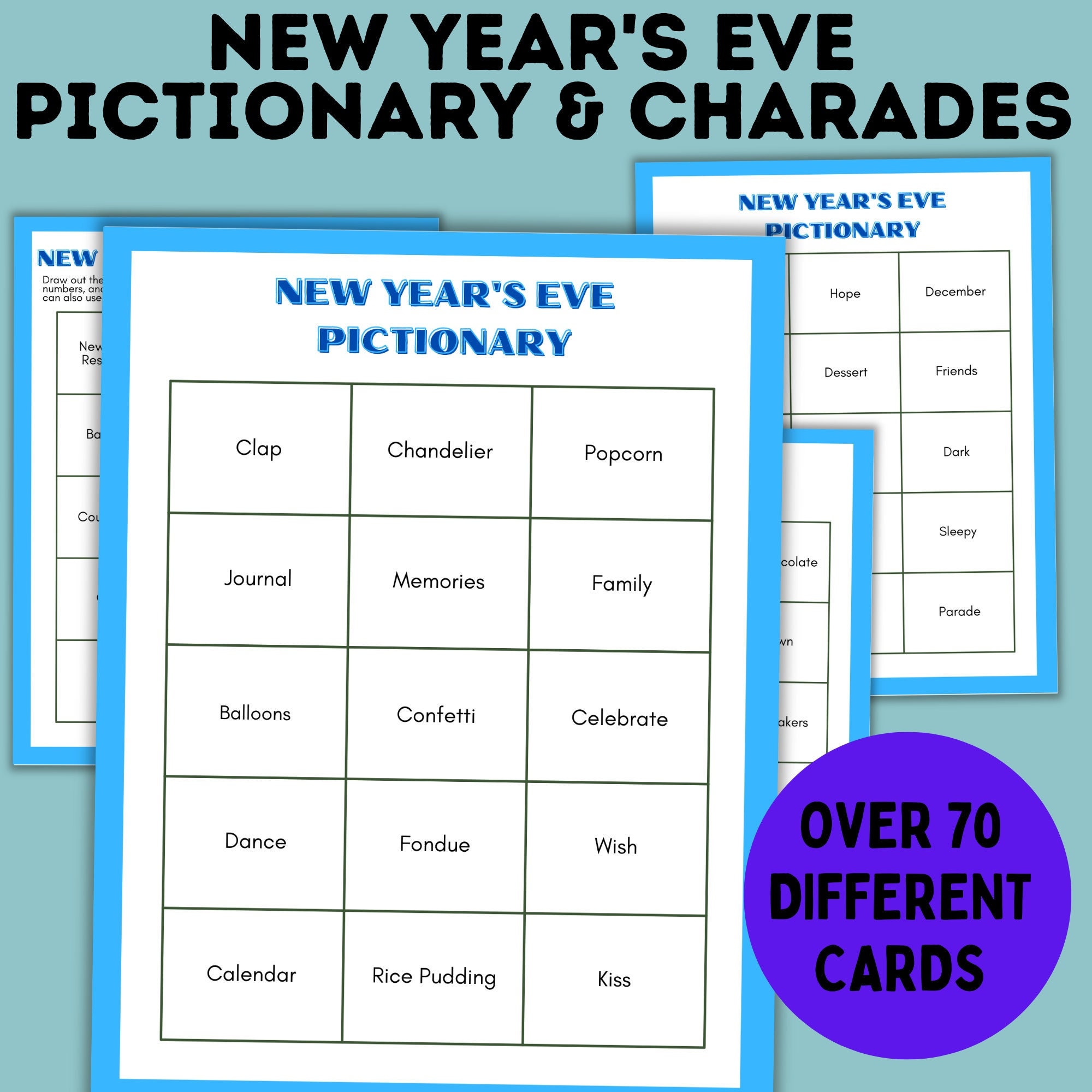 New Year's Eve Pictionary and Charades for Kids Kids Games New Years ...