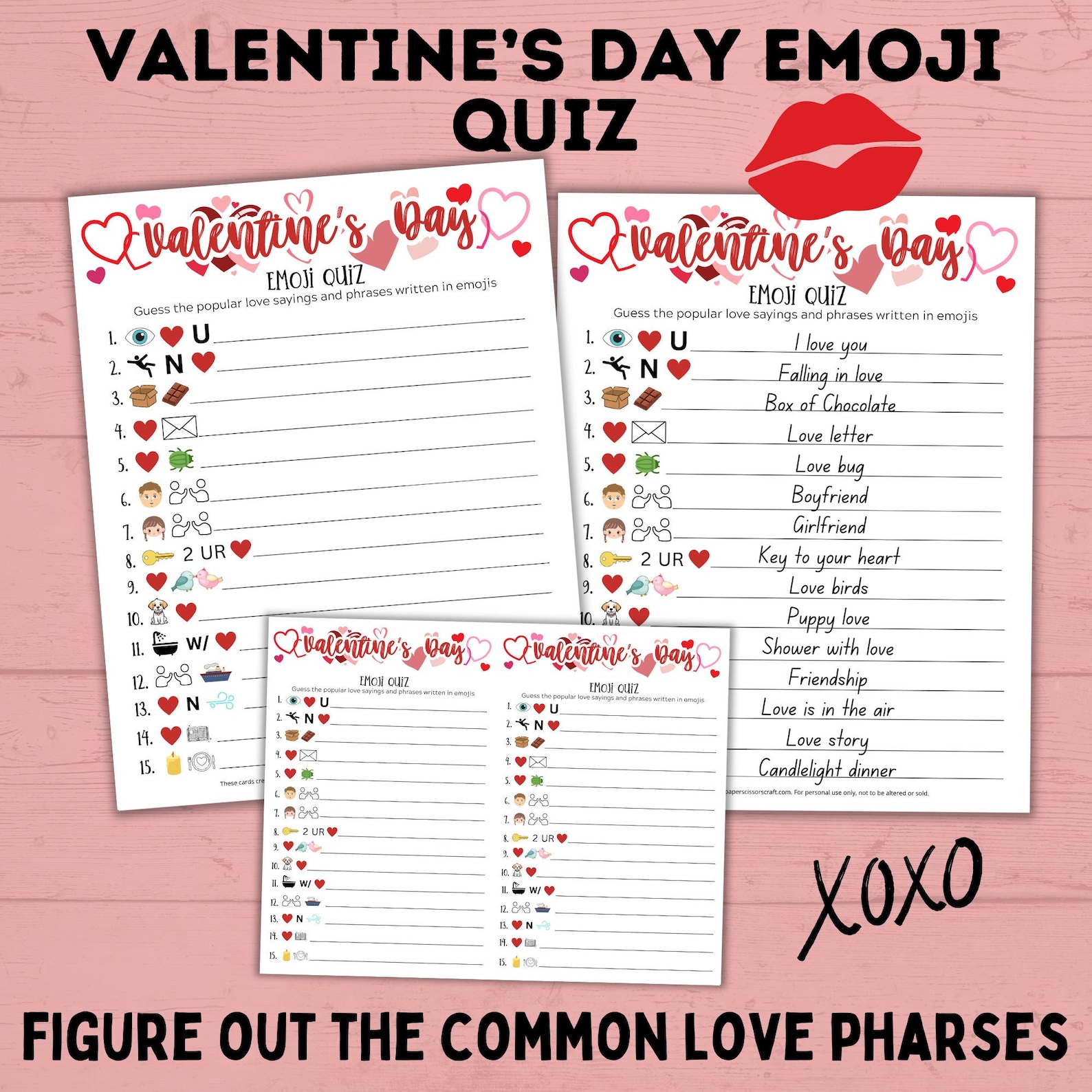 Printable Valentine's Day Emoji Quiz | Valentine's Day Games ...