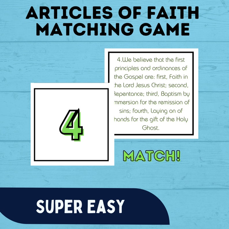 Articles of Faith Matching Game for Families | FHE Game | Articles of ...
