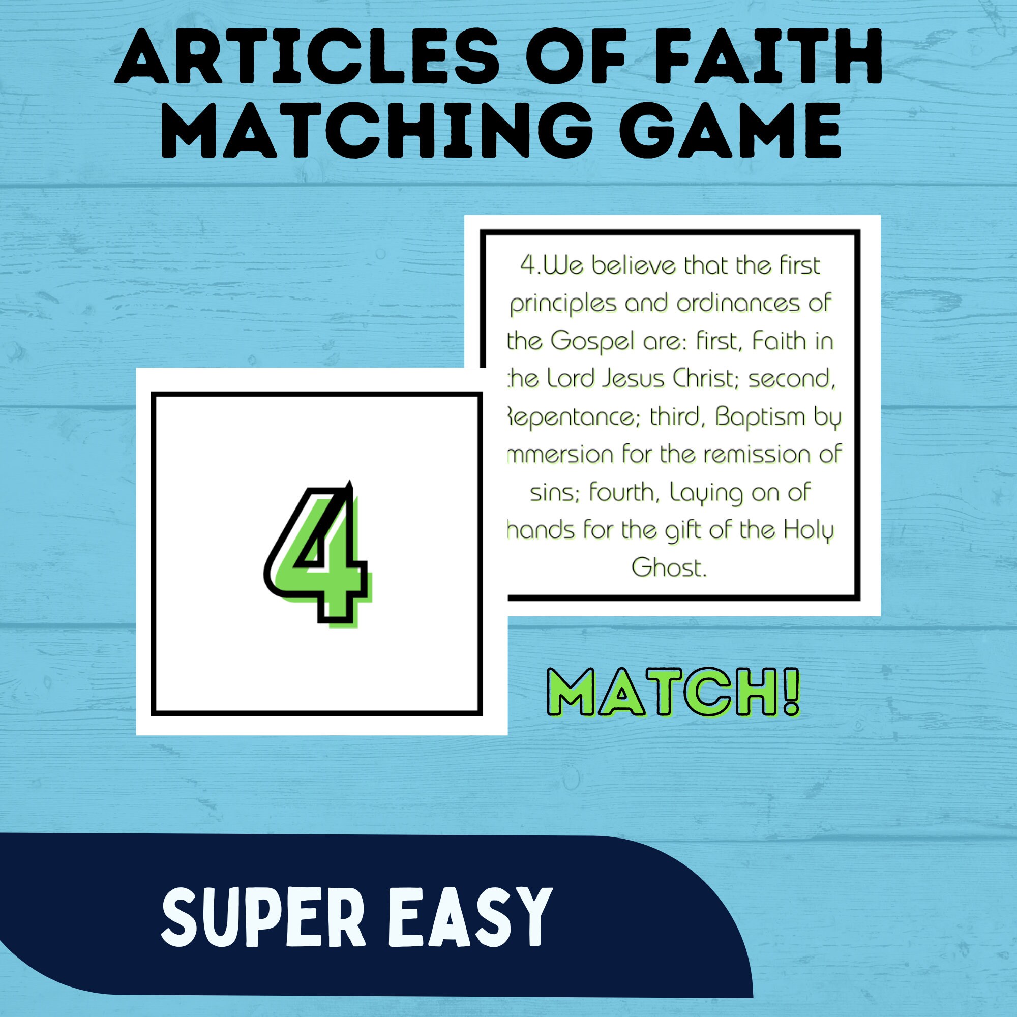 Articles of Faith Matching Game for Families | FHE Game | Articles of ...