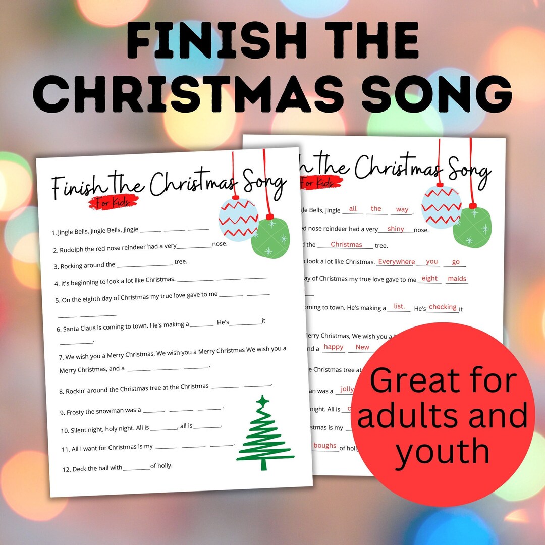 Finish the Christmas Song | Kids Activity Page | Kids Games | Christmas ...