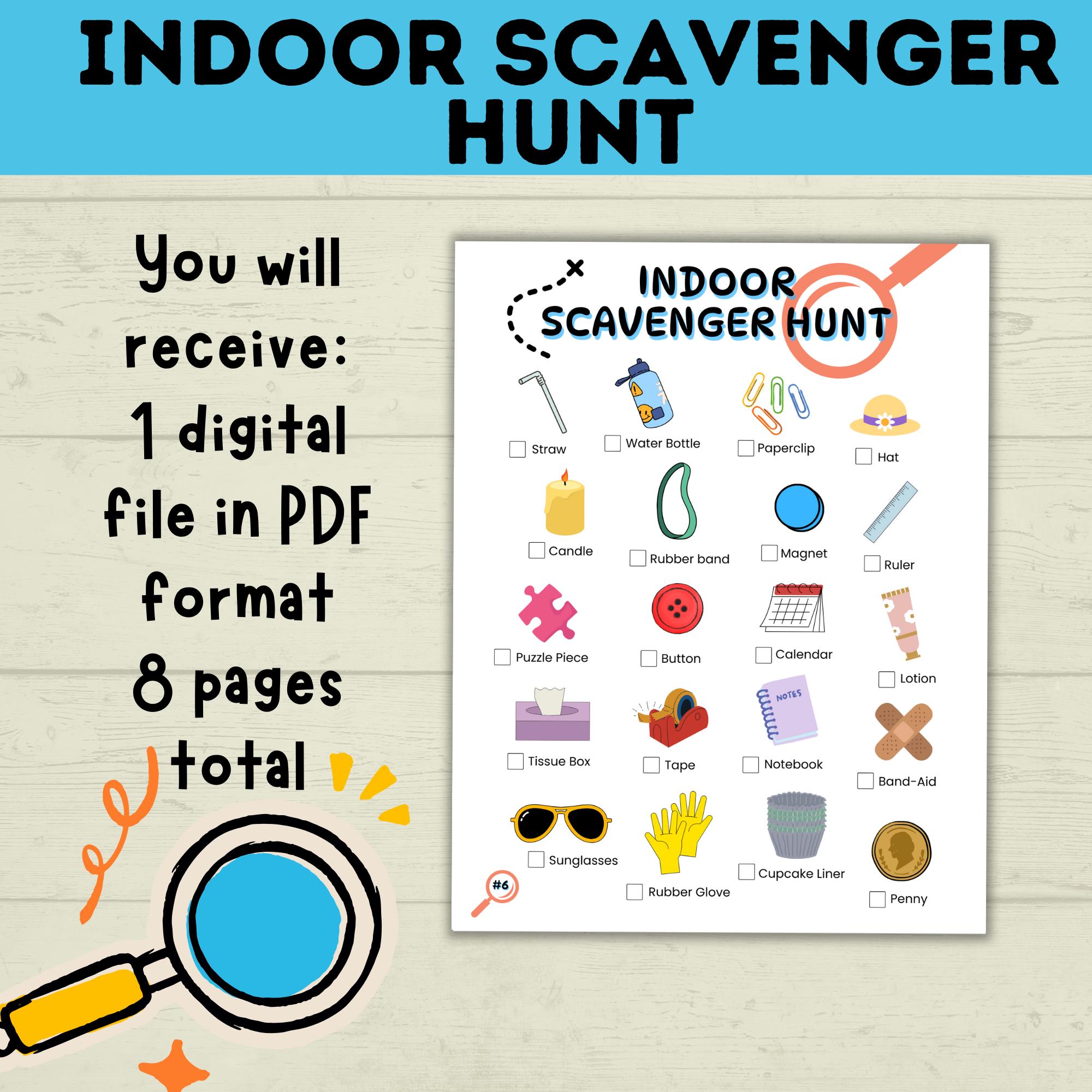 Printable Game Indoor Scavenger Hunt for Kids, Homeschool Digital ...