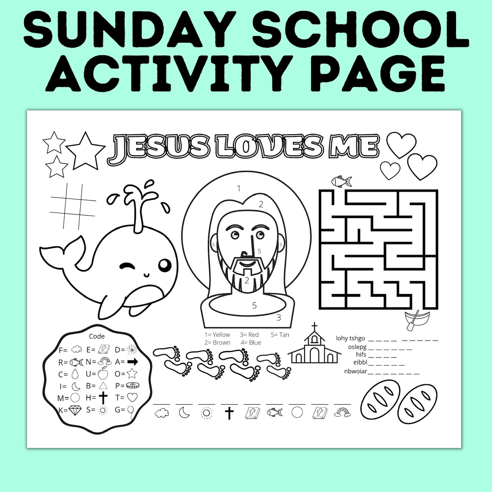 Sunday School Activity Page | Christ Activity Page | Coloring Page for ...