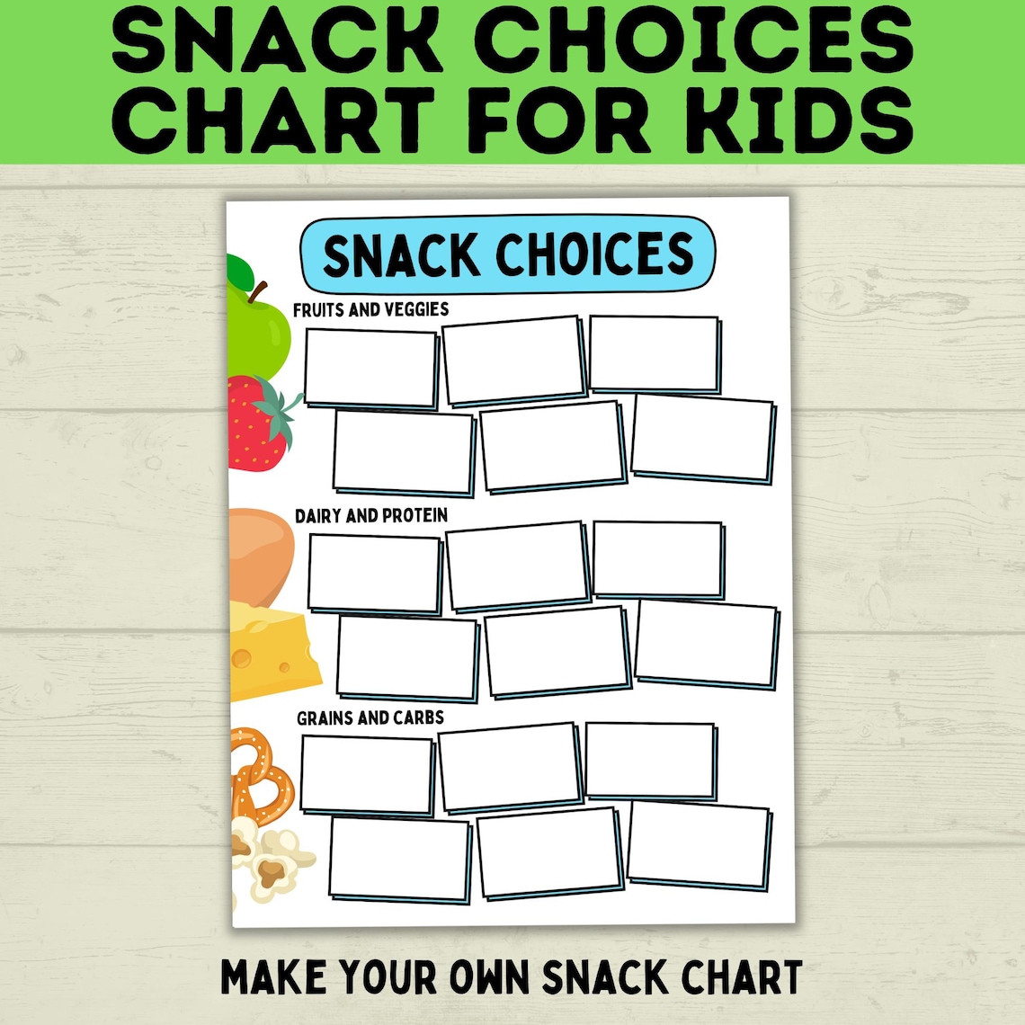 Kid's Snack Chart | Snack Choices Chart | Snacks for Kids | Healthy ...