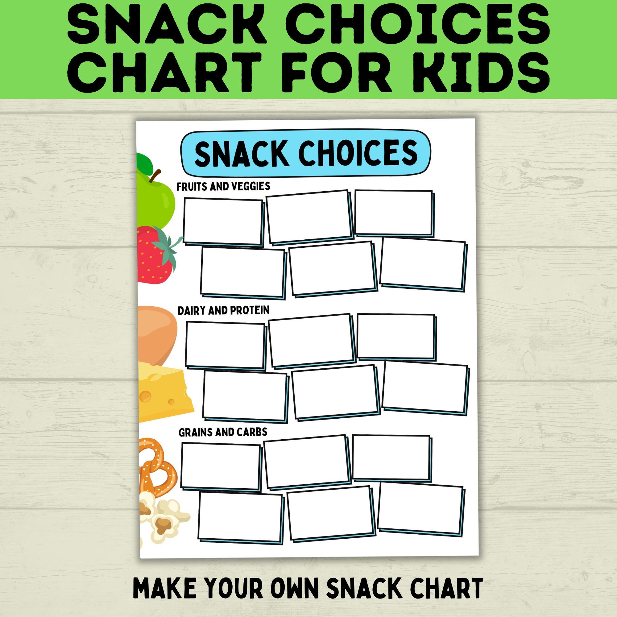 Kid's Snack Chart | Snack Choices Chart | Snacks for Kids | Healthy ...