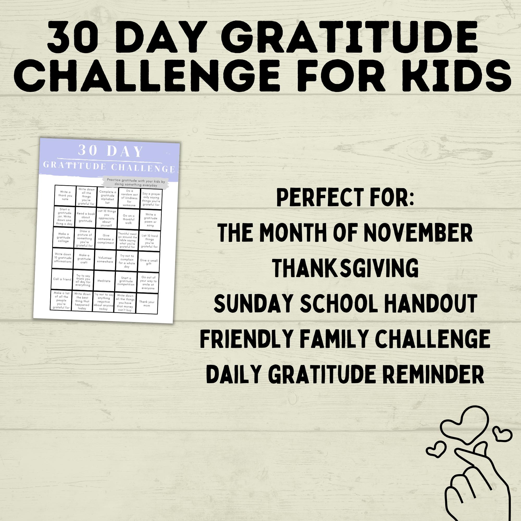 Gratitude Challenge for Kids | Gratitude Activity | Thankfulness ...