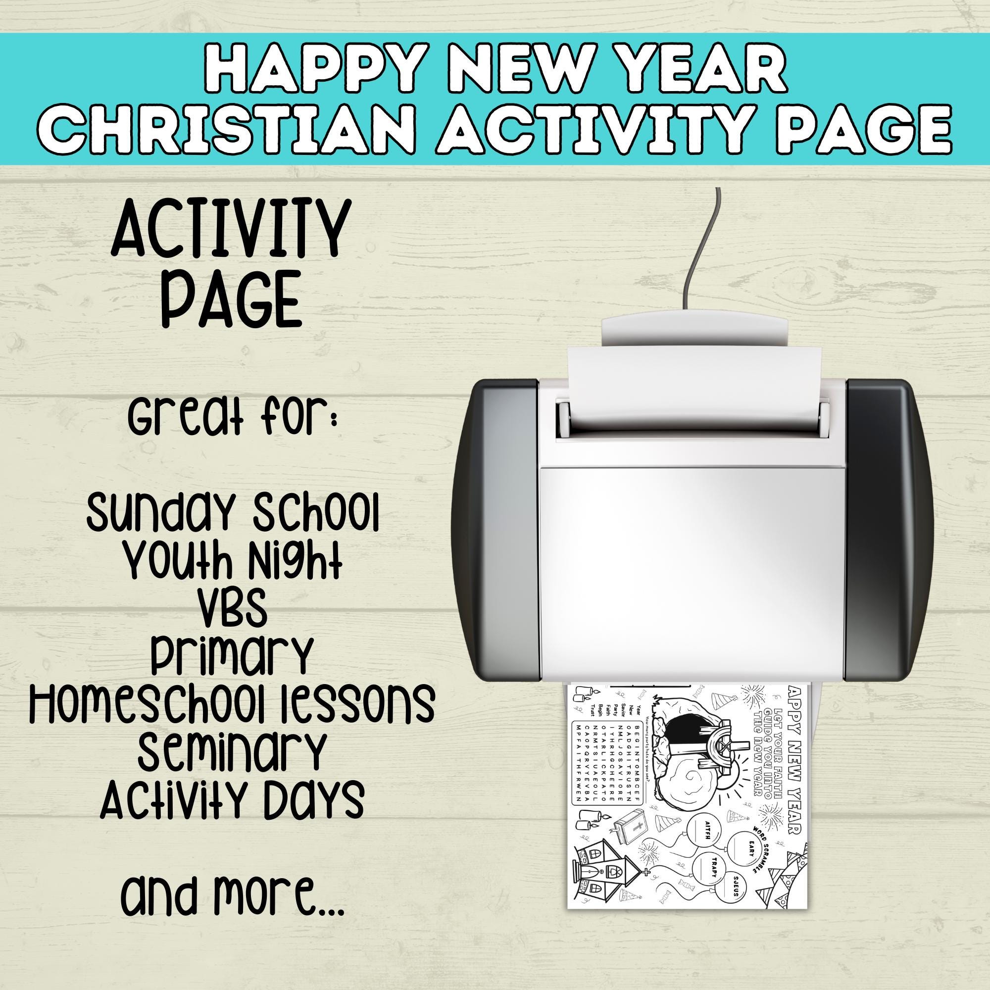 New Year's Eve Christian Coloring Sheet for Kids, Sunday School Bible ...