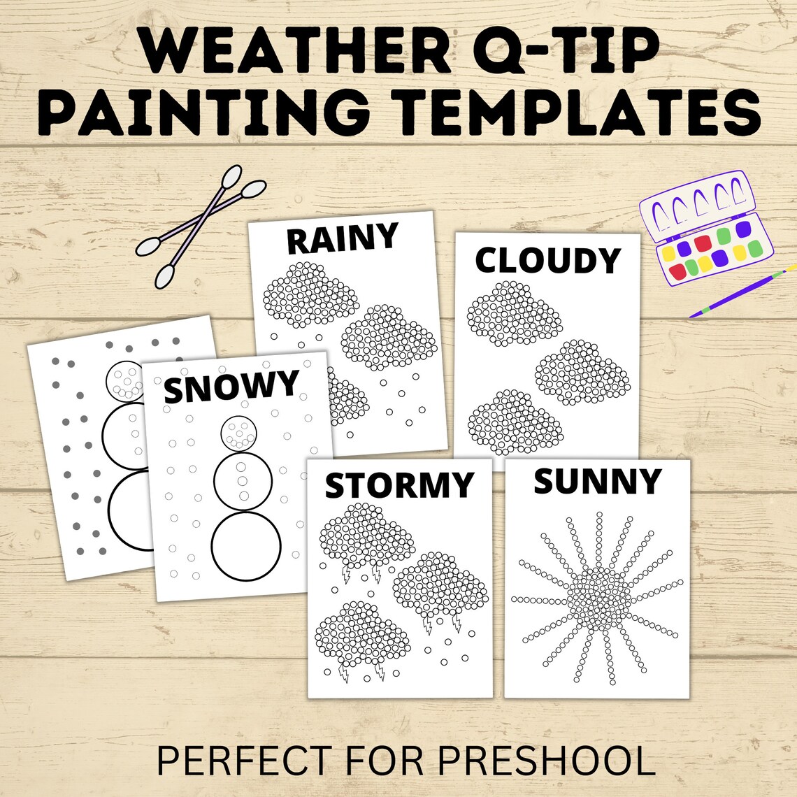 Q Tip Painting Weather Printable | Preschool Activity PDF | Preschool ...