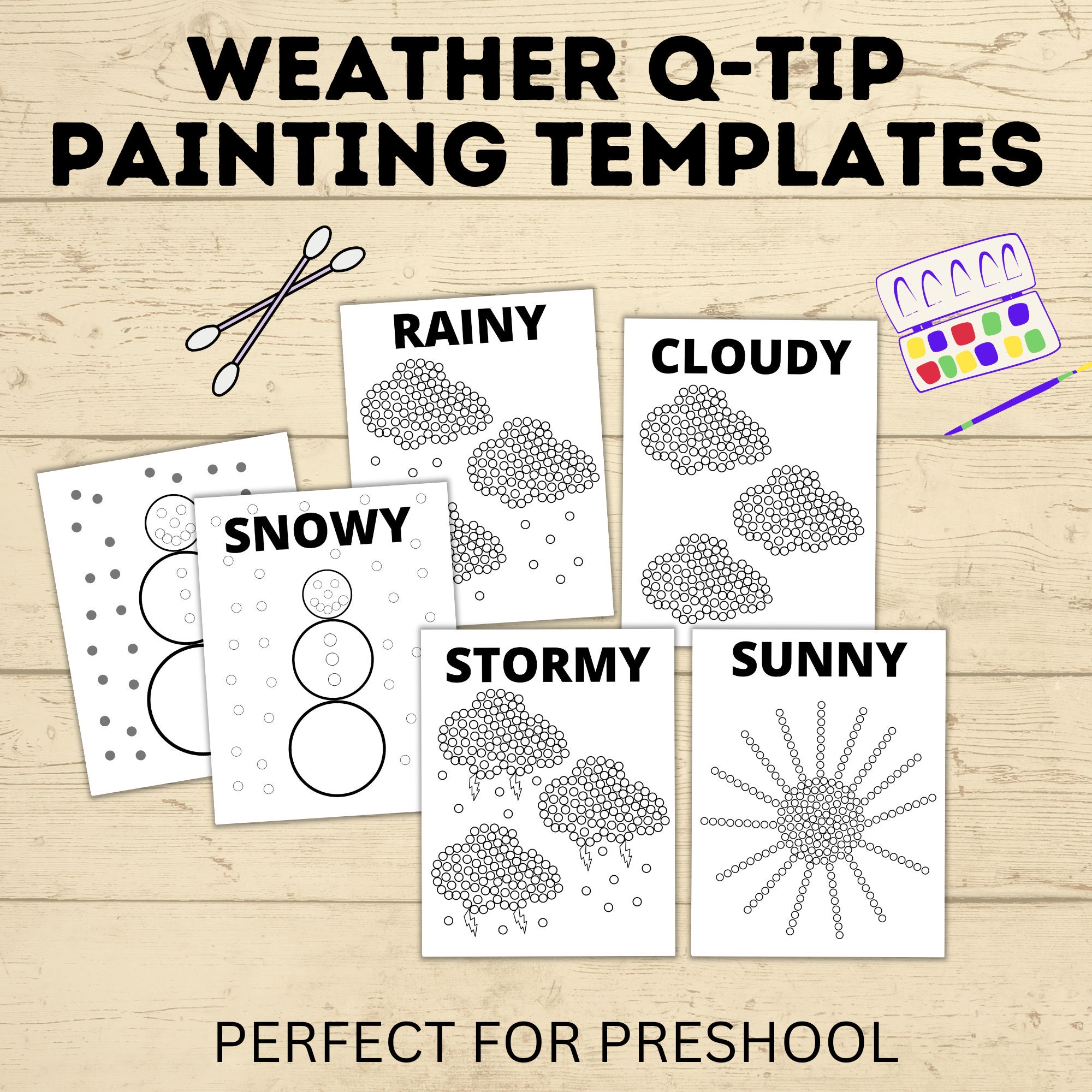 Q Tip Painting Weather Printable | Preschool Activity PDF | Preschool ...