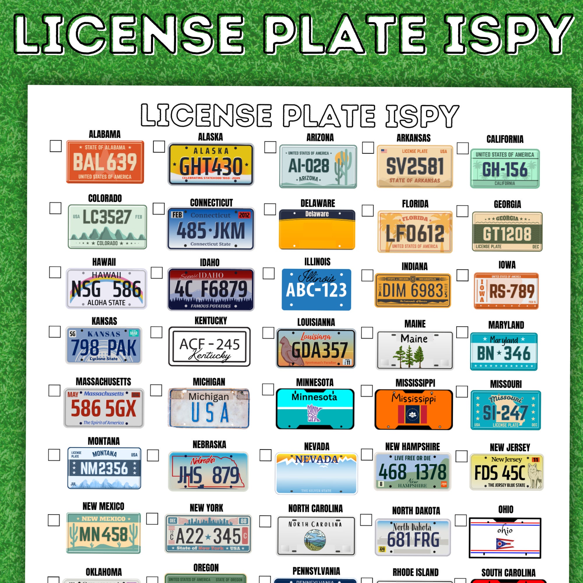 License Plate I Spy Game for Kids | Family Trip | Travel Games | Road ...