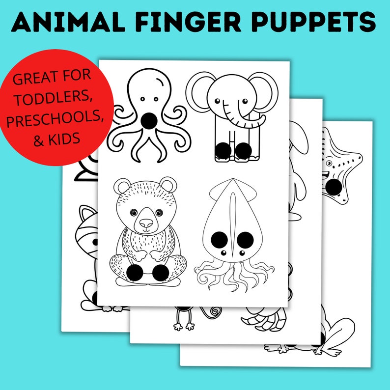 Animal Finger Puppets Paper Finger Puppets to Color - Etsy