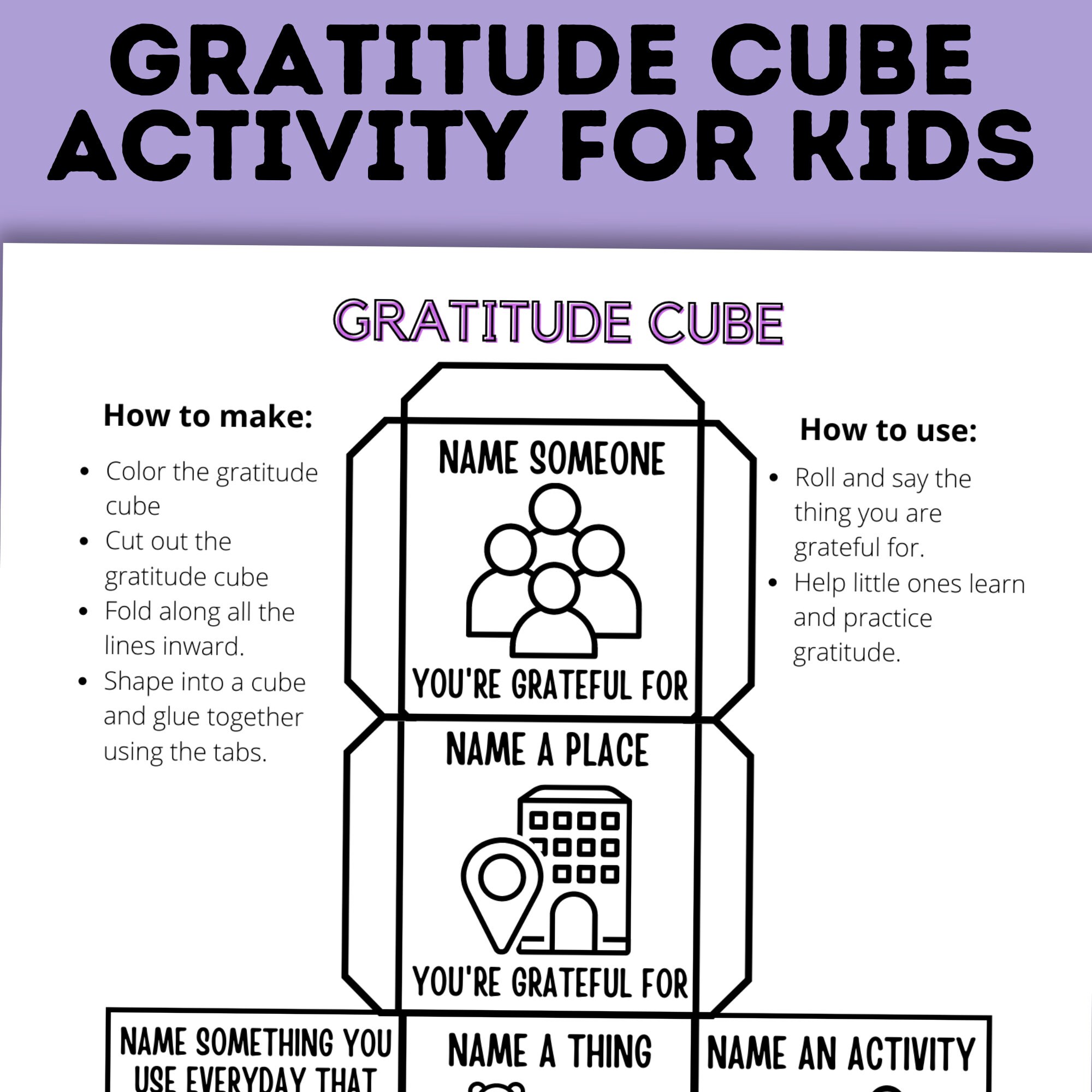 Gratitude Cube, Gratitude Game for Kids, Thankful Kids Activity ...