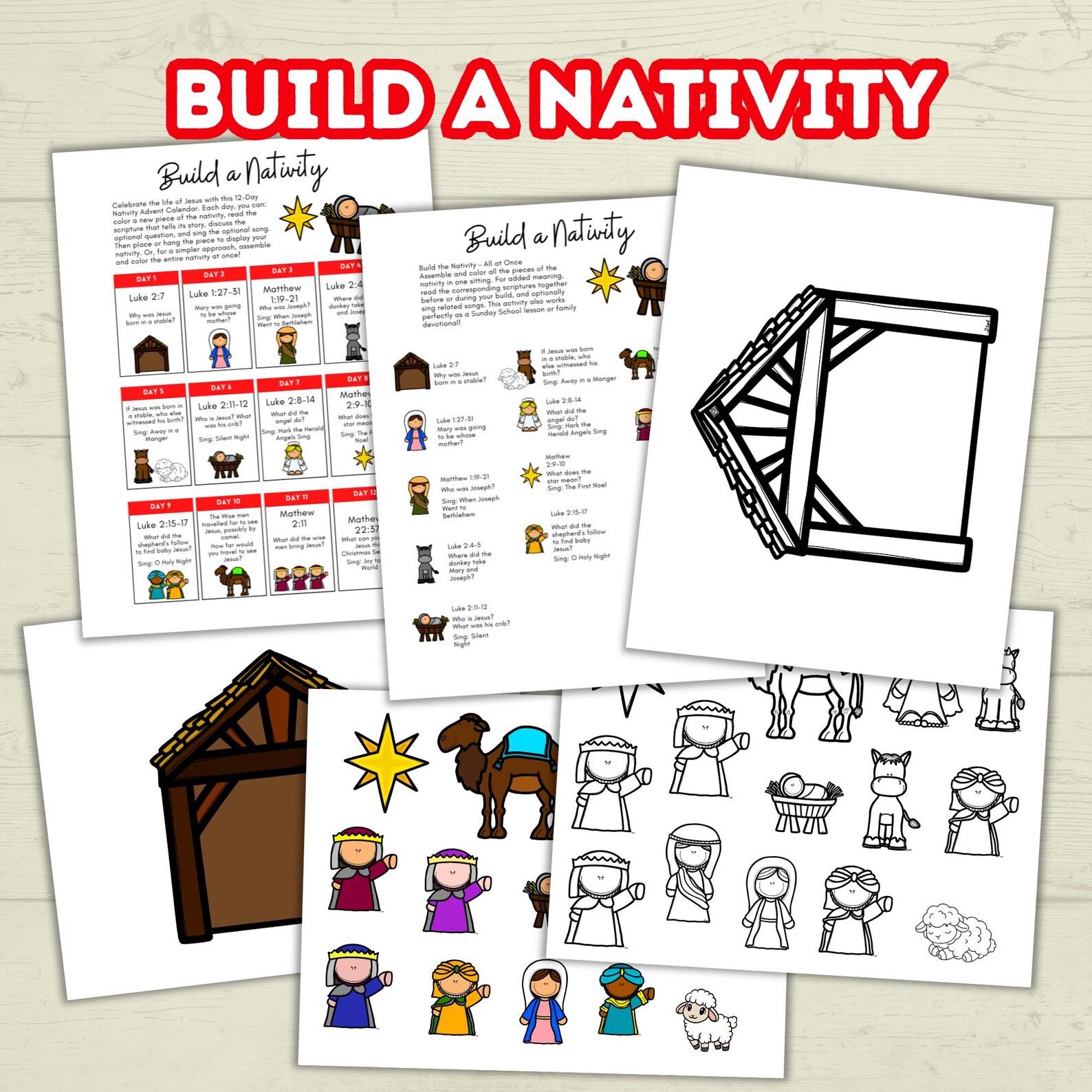 Build a Nativity Scene Activity Printable for Kids, Christmas ...