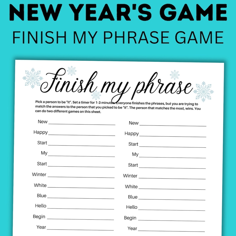 New Year's Eve Game | Finish My Phrase Game for Kids | New Year's ...