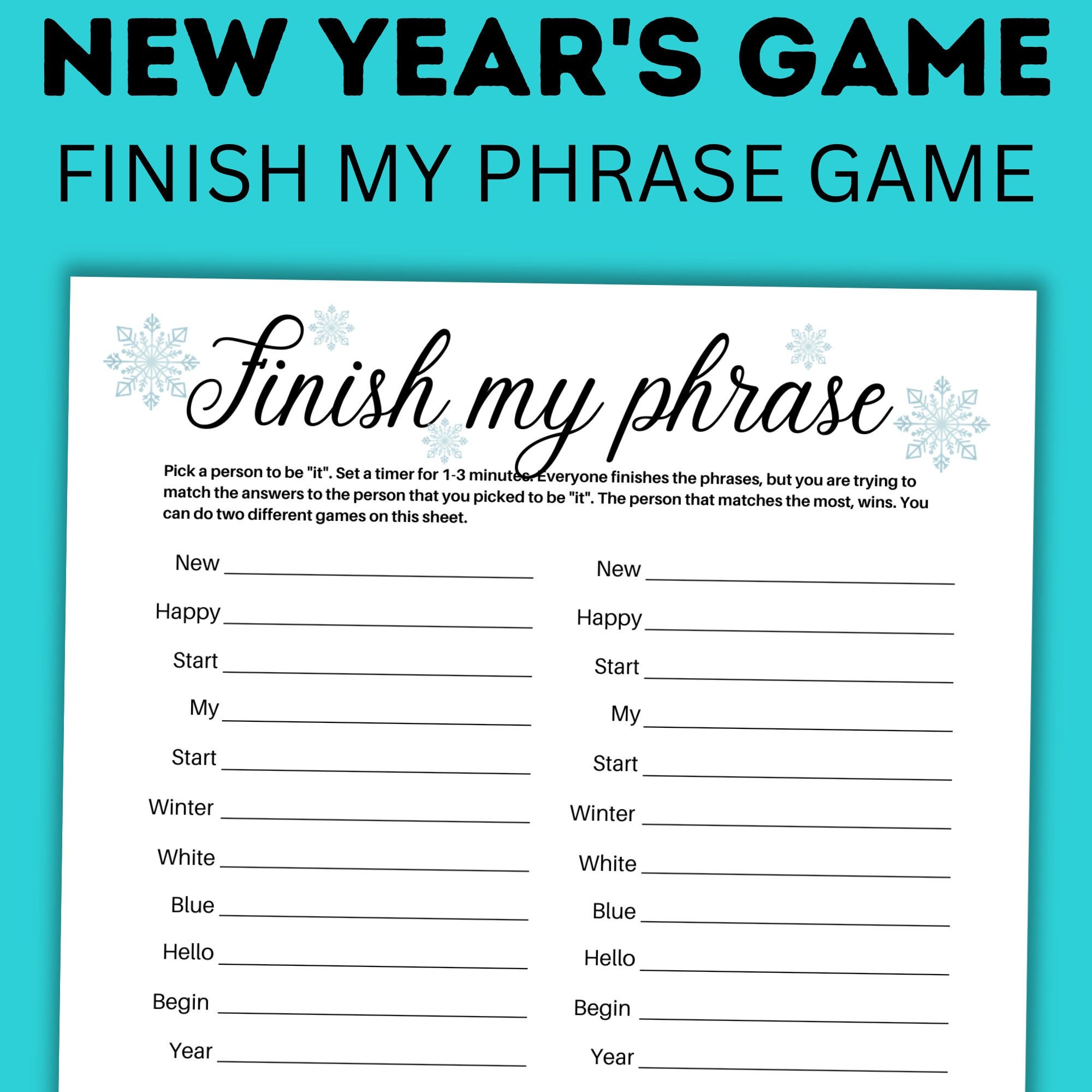 New Year's Eve Game | Finish My Phrase Game for Kids | New Year's ...