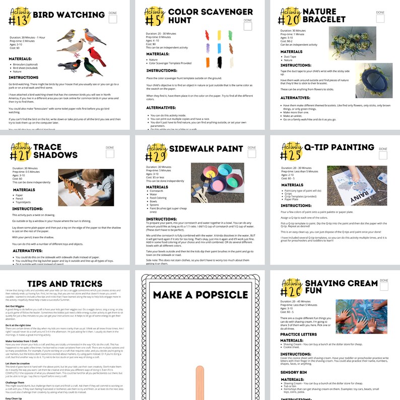 The Ultimate Summer Activities for Kids Binder 60 Kids - Etsy