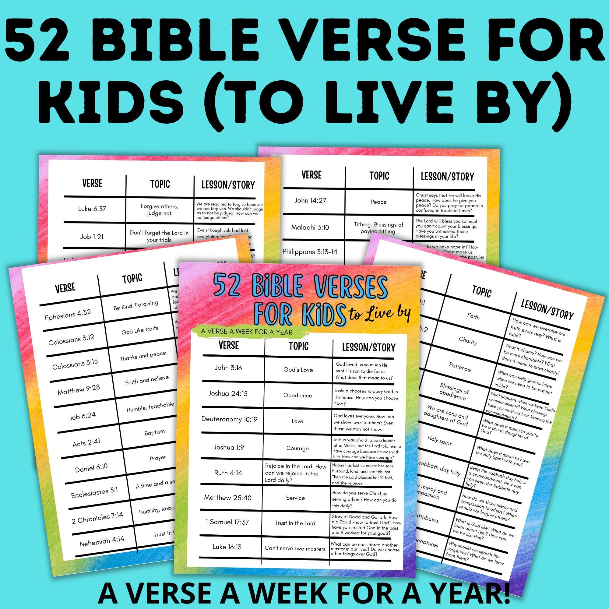 Bible Lessons for Kids Kids Church Lessons Bible Verse Chart for Kids ...