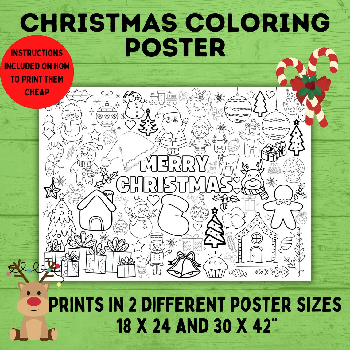 Christmas Coloring Poster for Kids | Coloring Pages for Kids | Kids ...