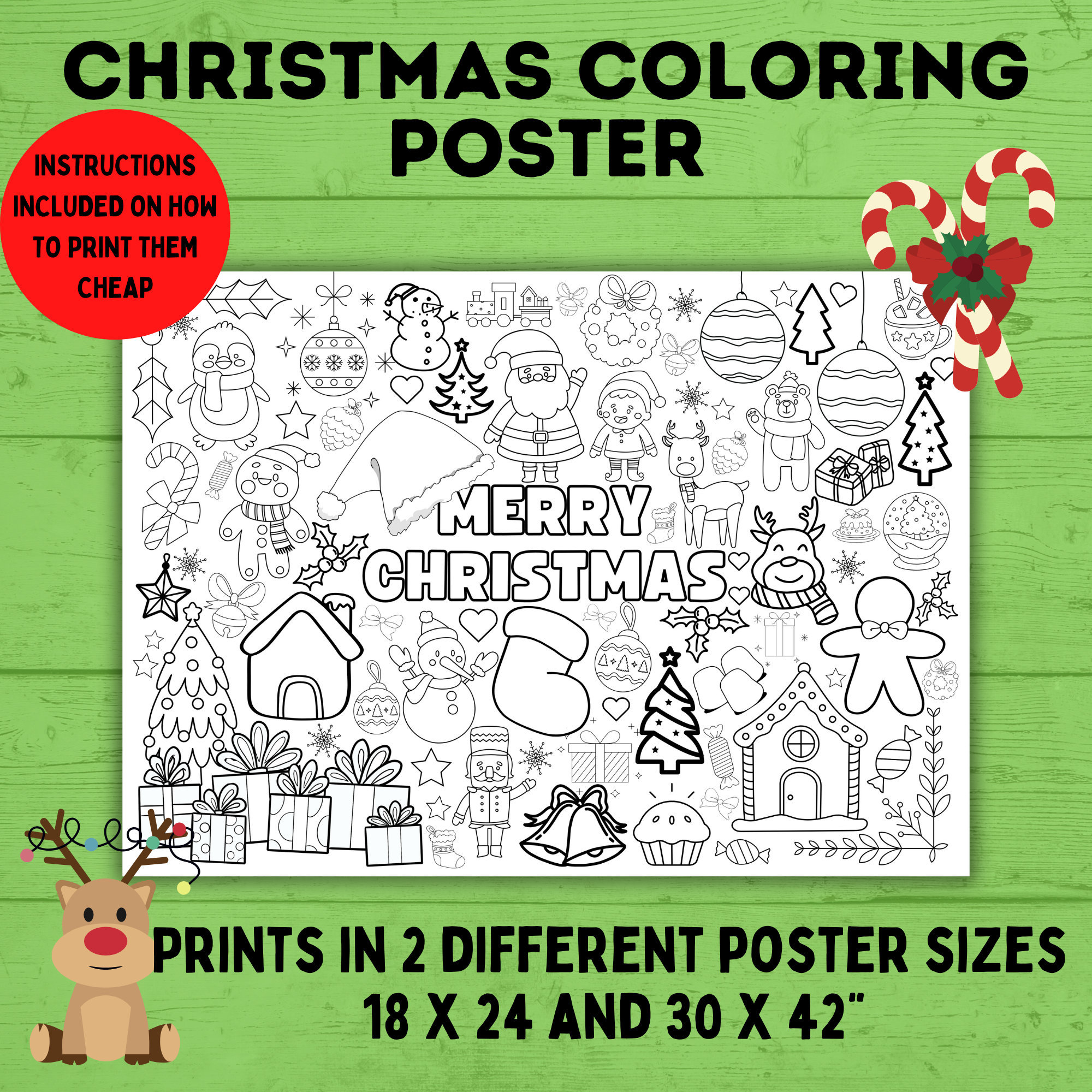 Christmas Coloring Poster for Kids | Coloring Pages for Kids | Kids ...