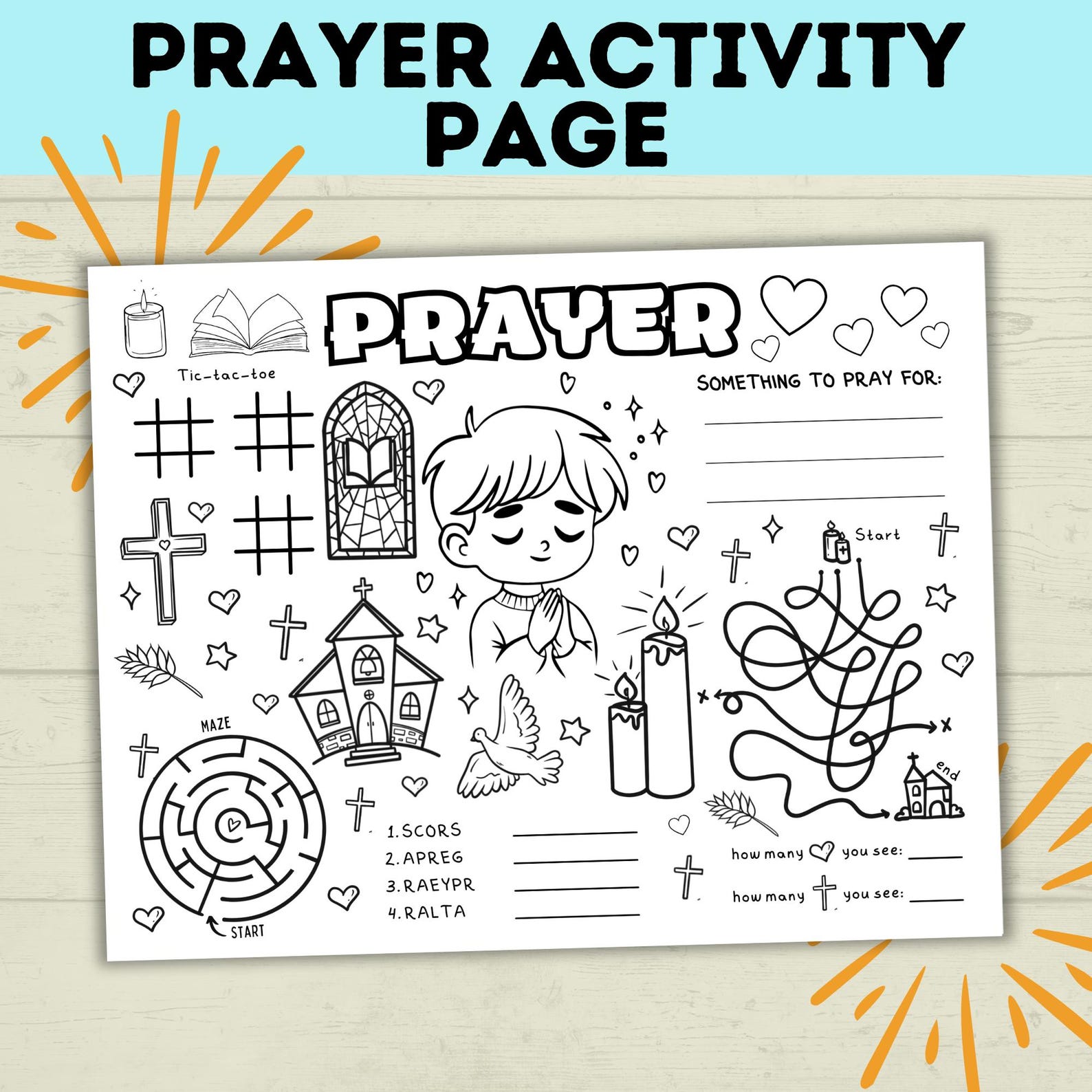 Prayer Craft, Prayer Activity Page for Kids, Sunday School Activity ...