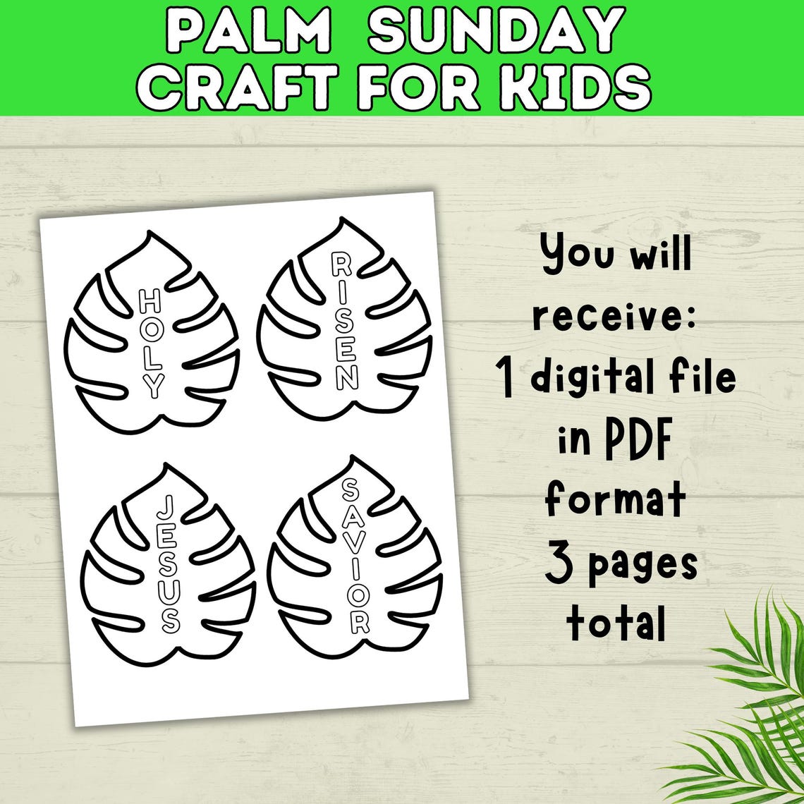 Palm Sunday Leaf Template Craft, Easy Easter Craft, Holy Week Craft ...