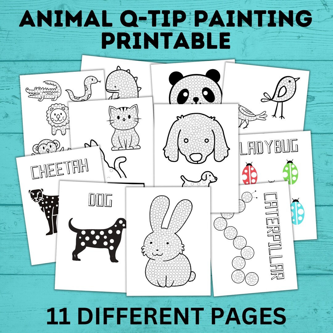 Animal Q-tip Painting Printable | Animal Craft | Animal Printable ...