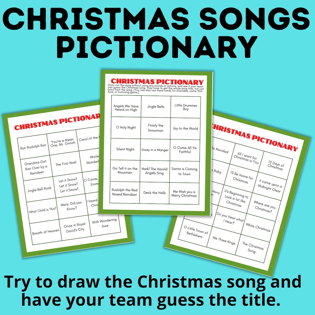 Christmas Songs Pictionary | Christmas Songs Charades | Christmas Songs ...