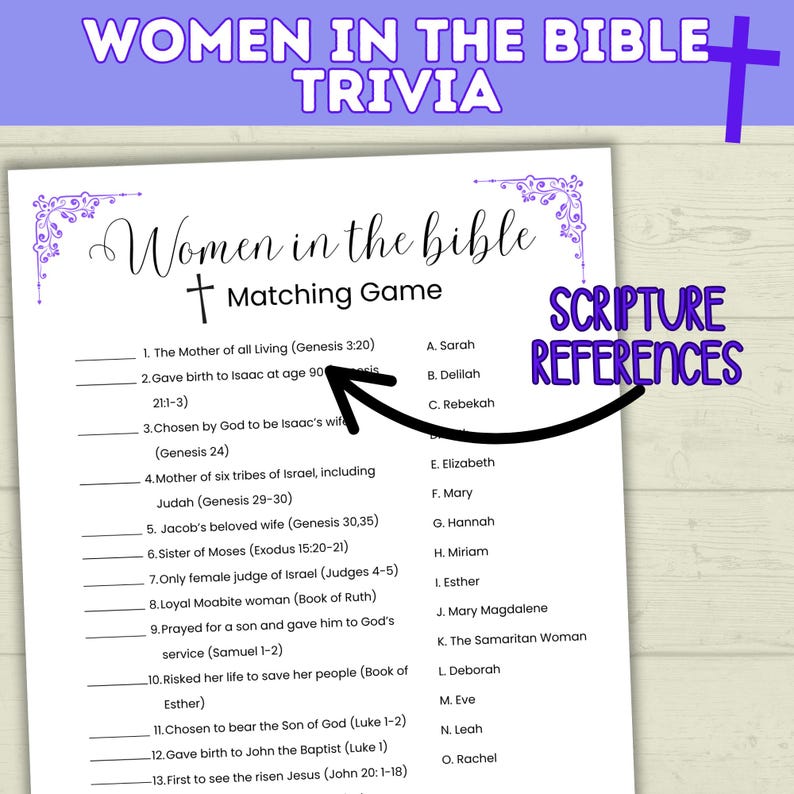 Bible Trivia Game, Women in the Bible, Christian Activity and Games ...
