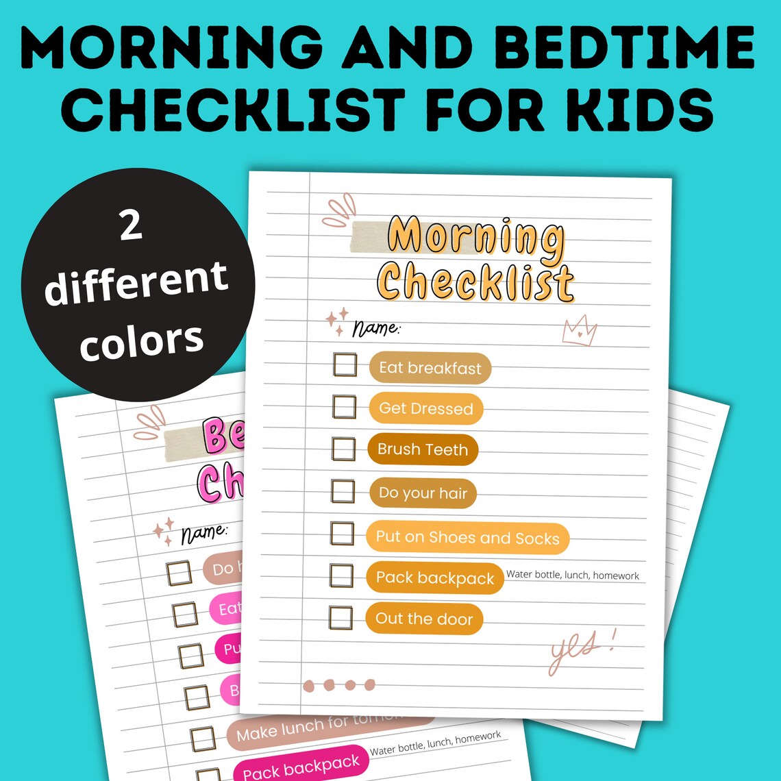 Morning Checklist for Kids | Bedtime Checklist for Kids | Kids Daily ...