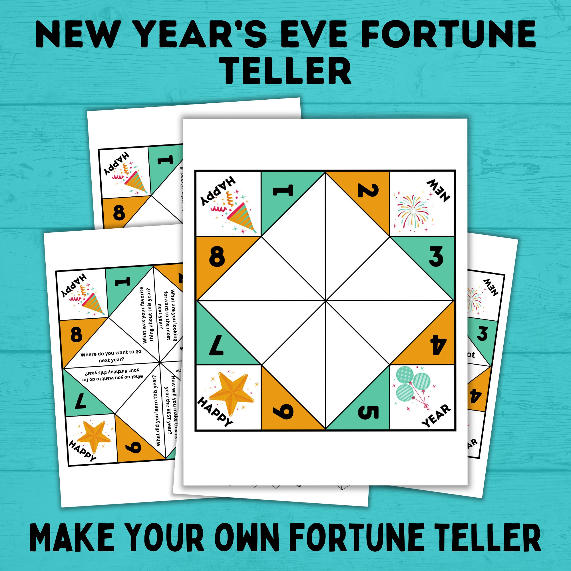 New Year's Eve Printable New Year's Fortune Teller Fortune Teller for ...