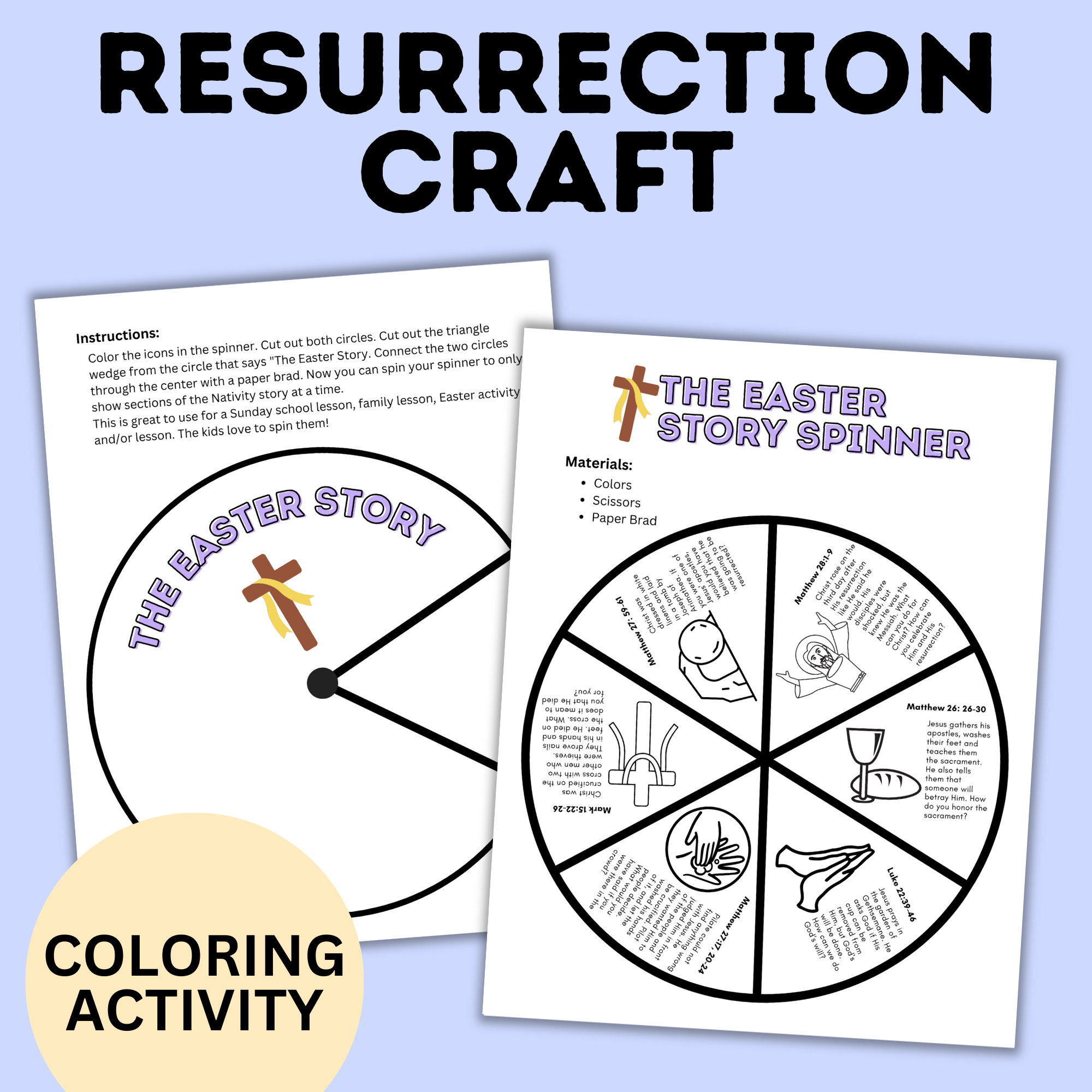 Easter Story Spinner Craft, Easter Wheel Craft, Sunday School Craft ...