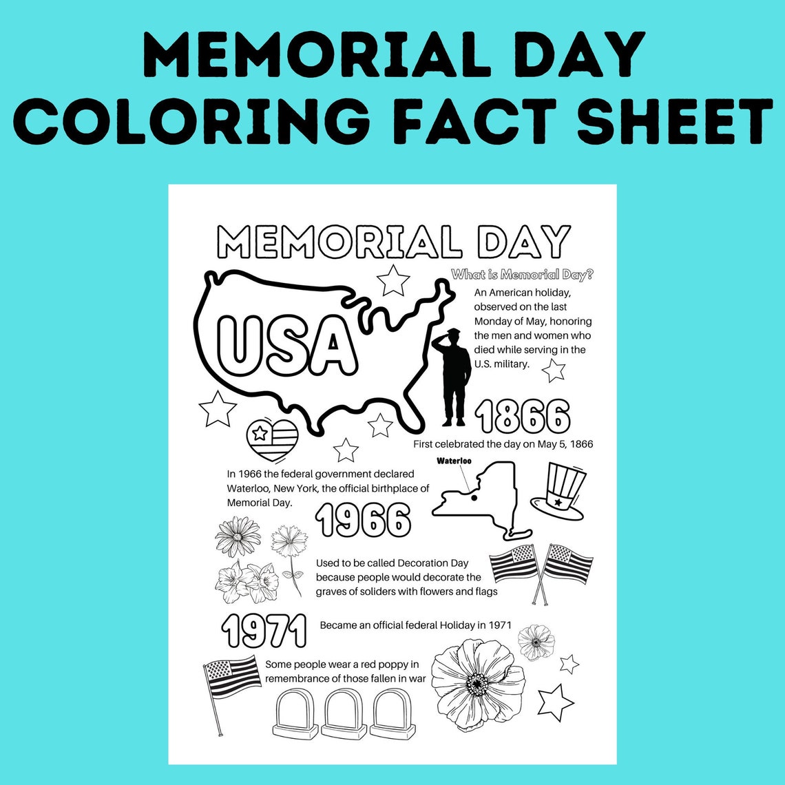 Memorial Day Printable | Memorial Day Worksheet for Kids | Memorial Day ...