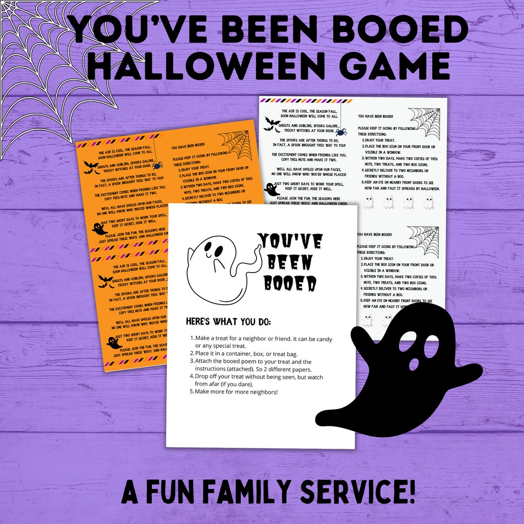 You've Been Booed Halloween Game: Printable Activity Kit (PDF Download ...