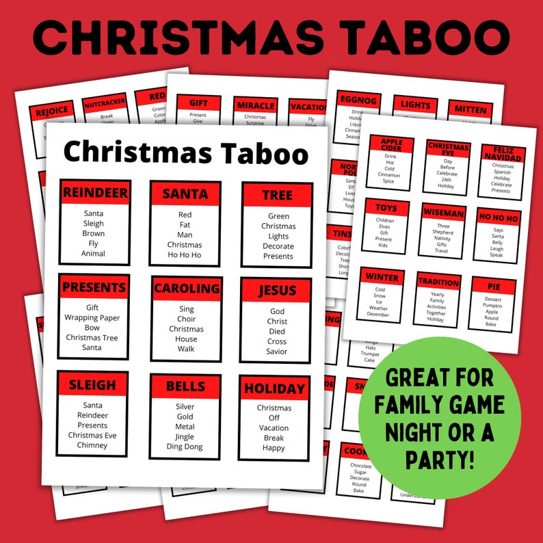 Christmas Taboo | Christmas Games for Kids | Christmas Activities for ...