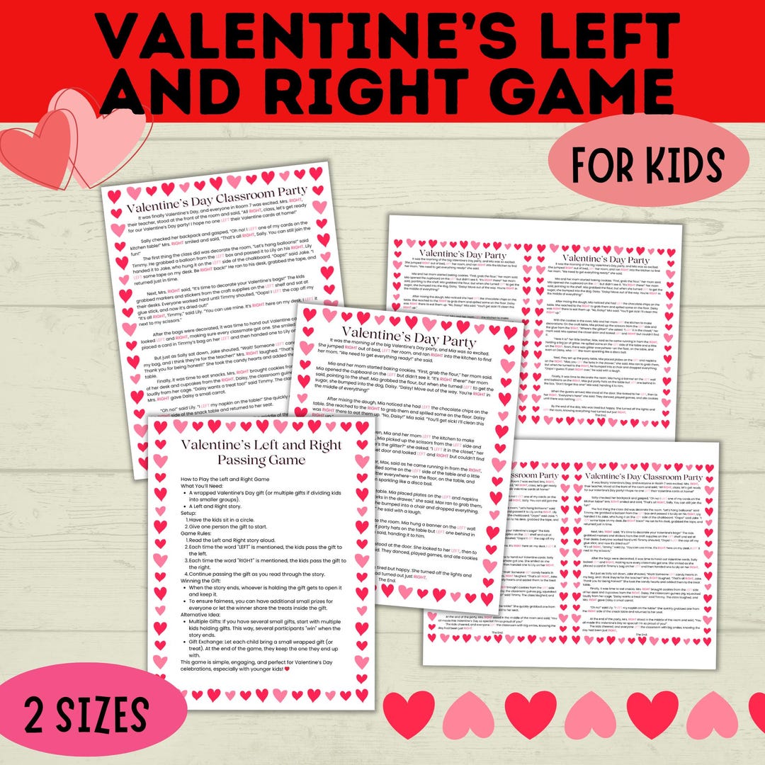 Left Right Game, Pass the Prize, Valentine Exchange, Valentine's Day ...