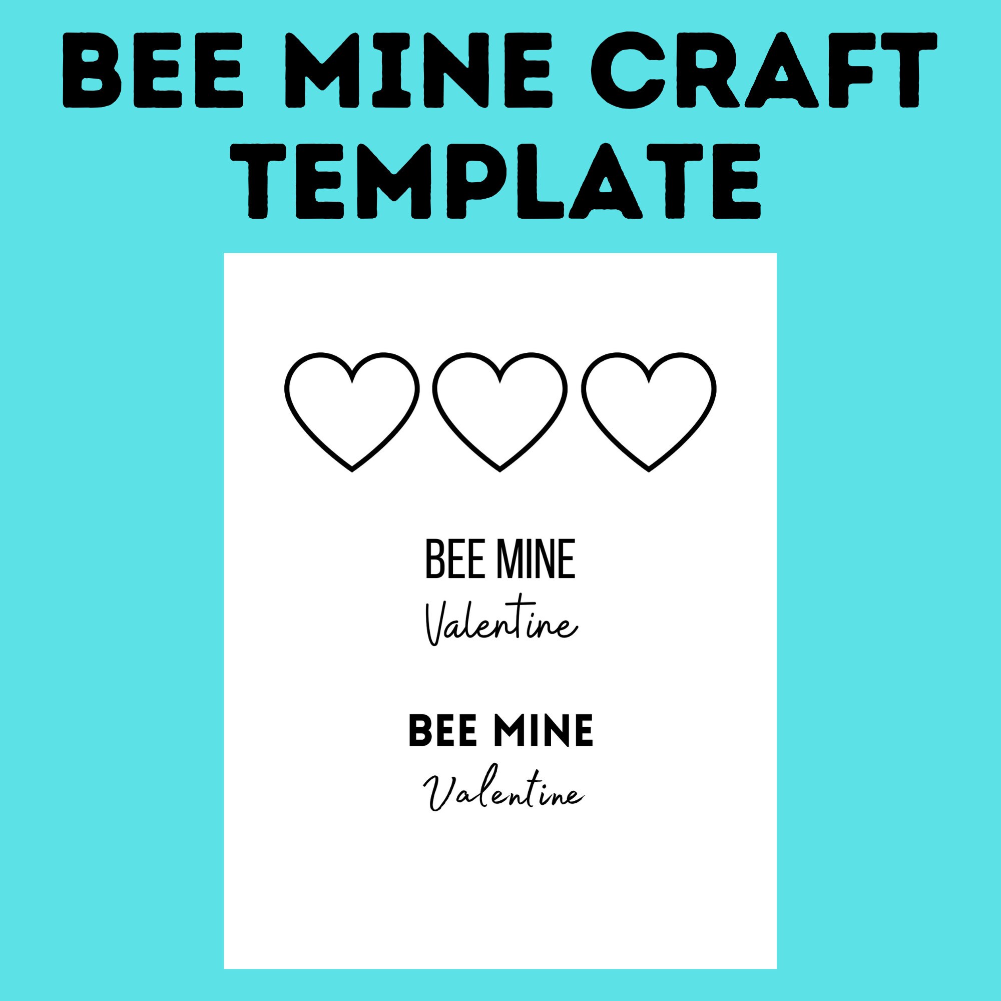 Valentine's Day Craft Template | Bee Mine Craft for Valentine's Day ...