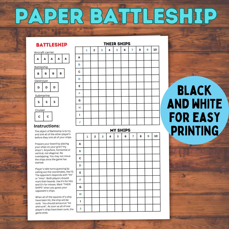 Battleship | Paper Battleship | Pen and Paper Games | Kids Games | Road ...