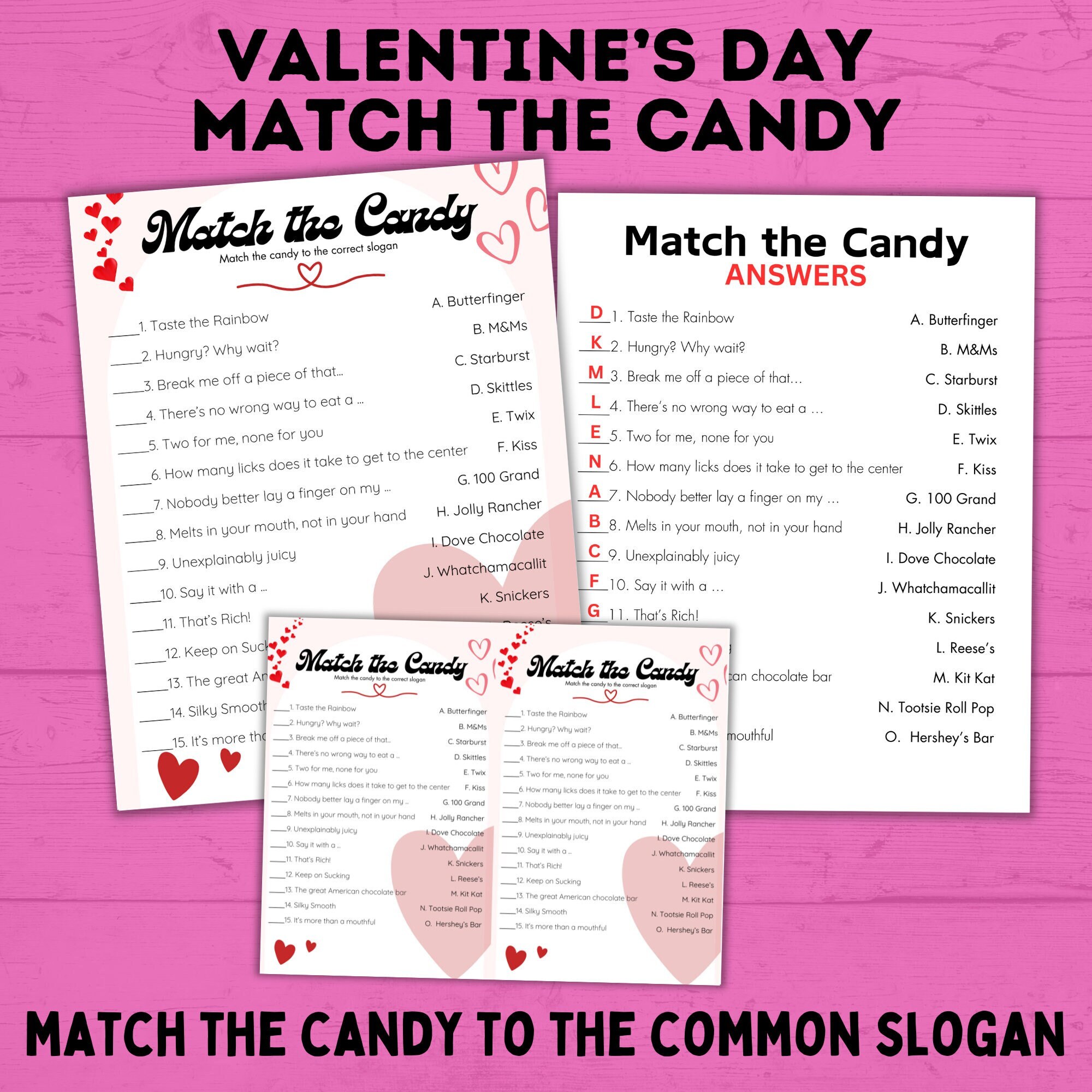 Valentine's Day Classroom Game Valentine's Day Kid's Game Match the ...