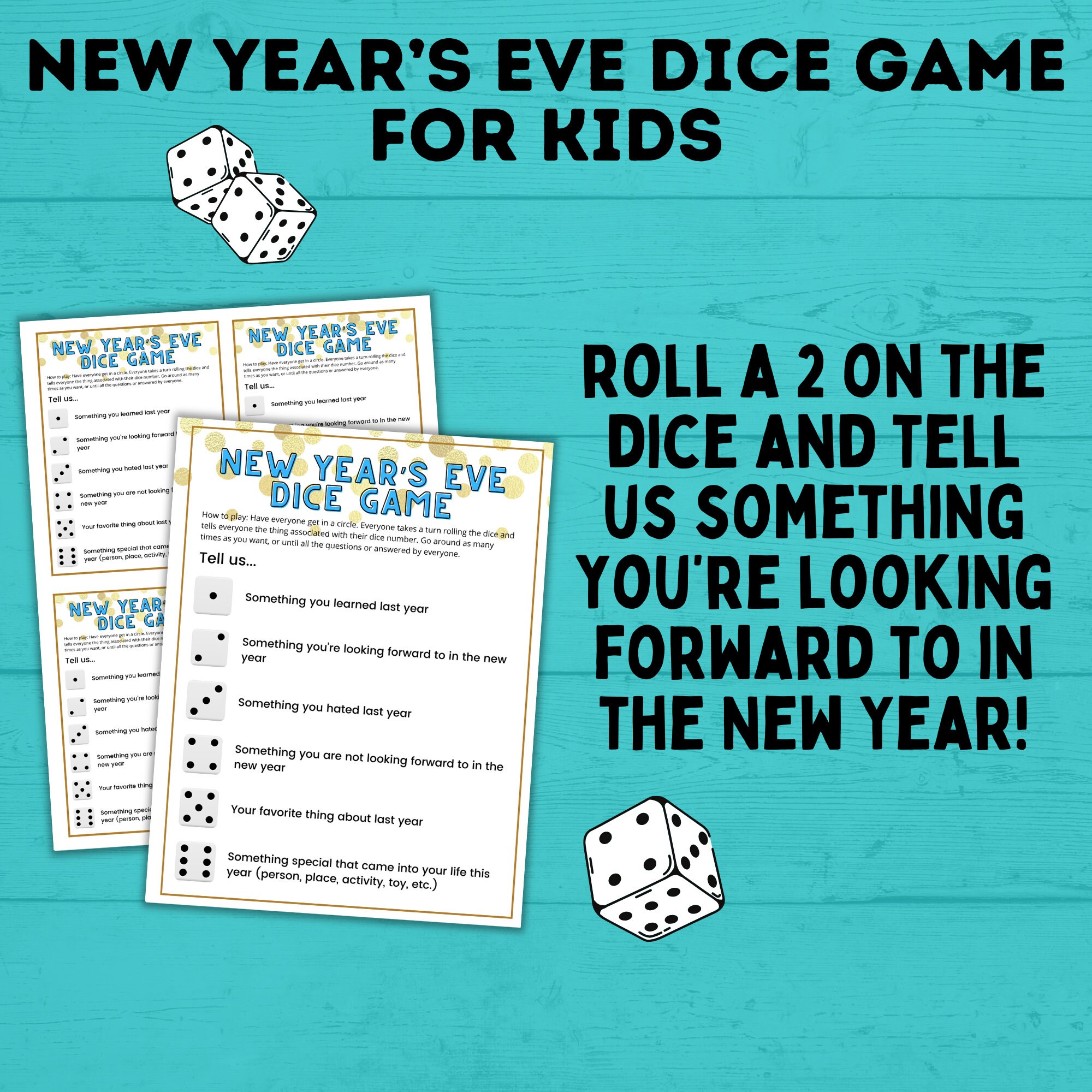 New Year's Eve Game for Kids and Family | New Year's Eve Dice Game ...
