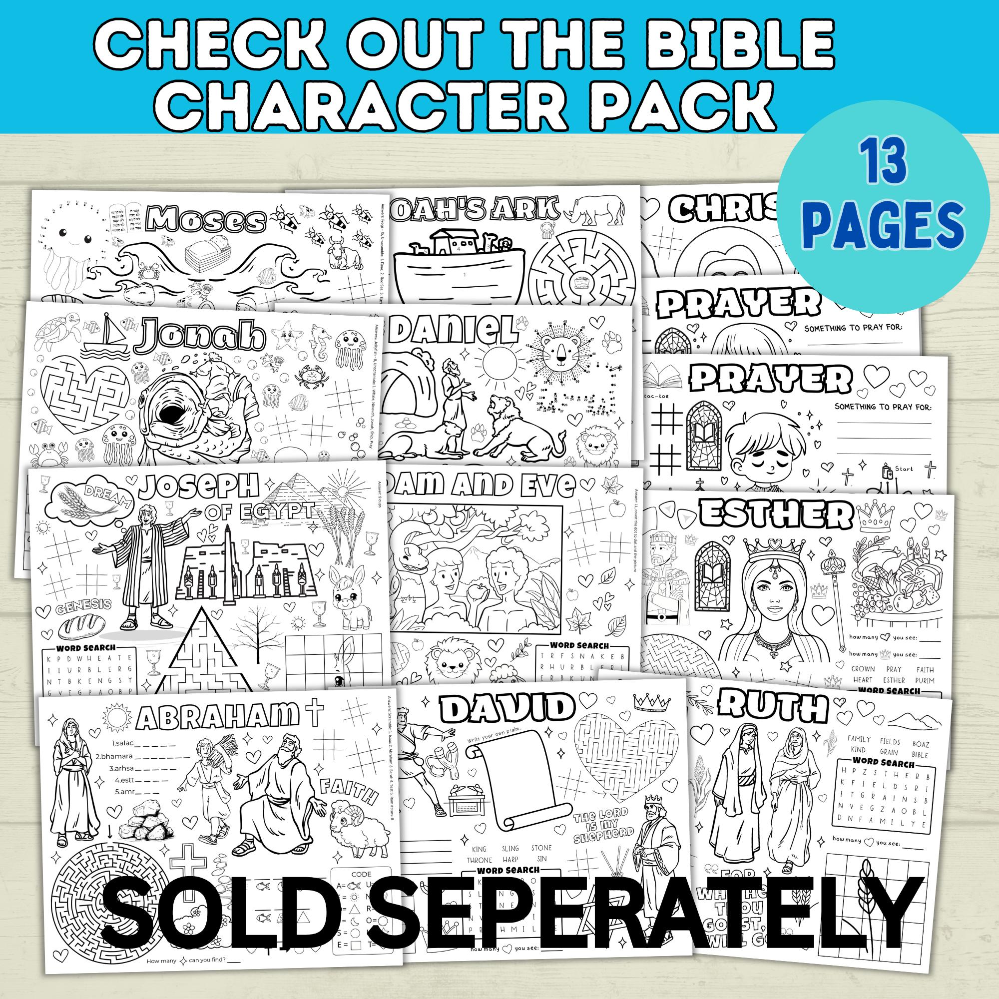 Bible Character Christian Coloring and Activity Lesson Page for Kids ...