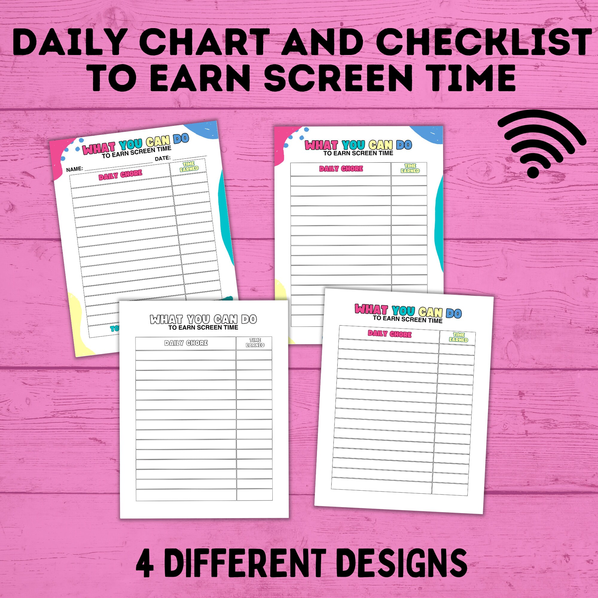 Screen Time Reward Chart Bundle | Kids Chore Chart | Kids Checklist ...